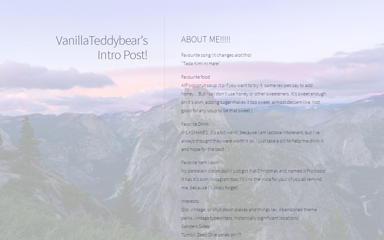 VanillaTeddybear's Intro Caard